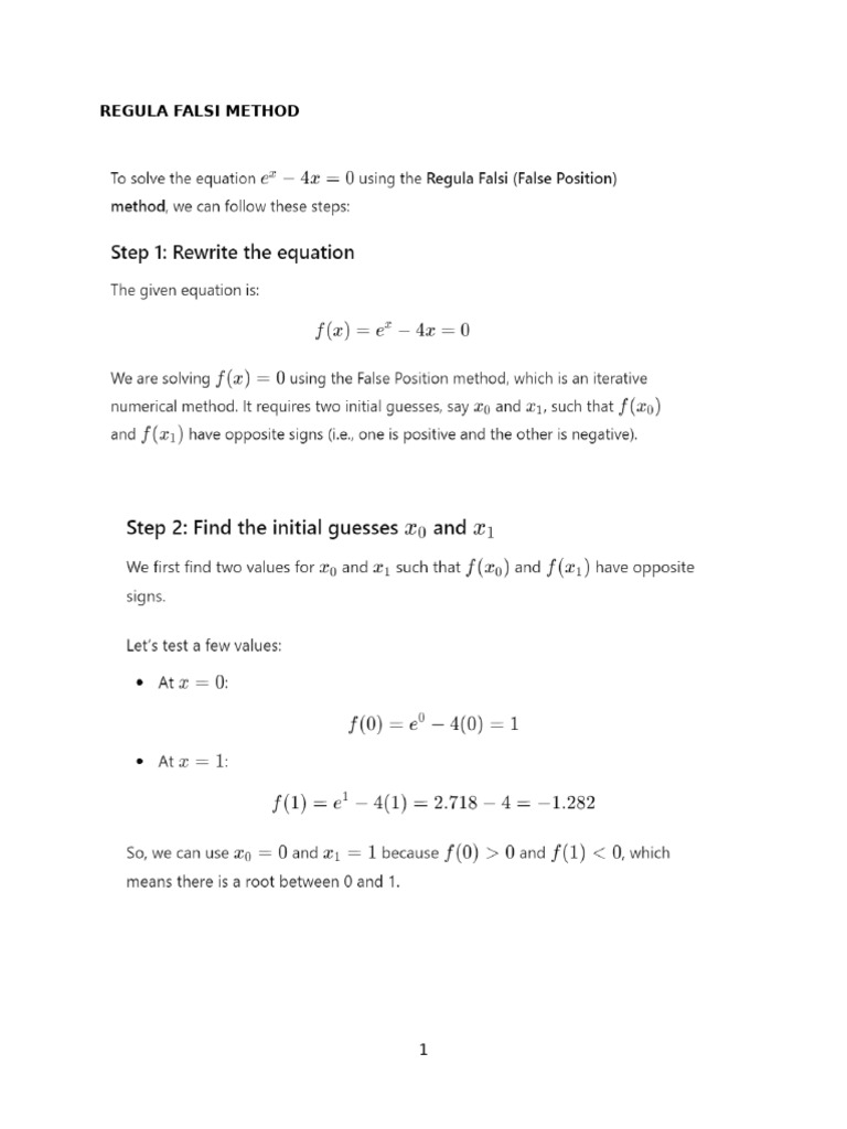 Regula Falsi Method | PDF