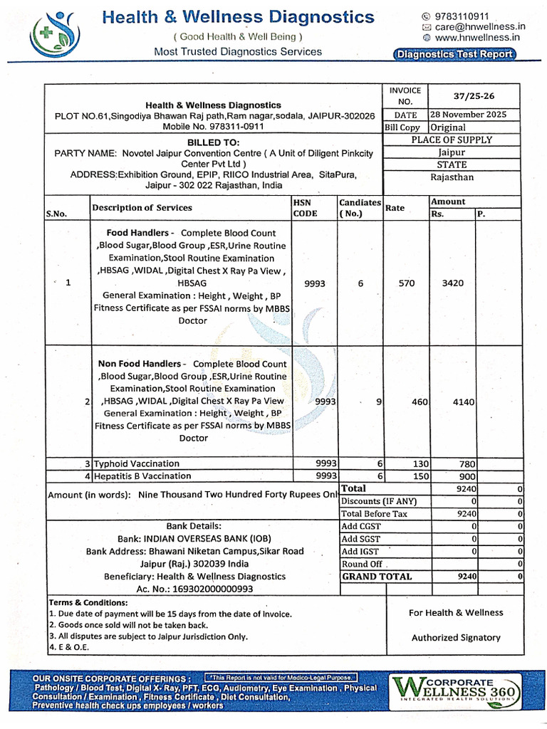 Bill For Medical Examination | PDF