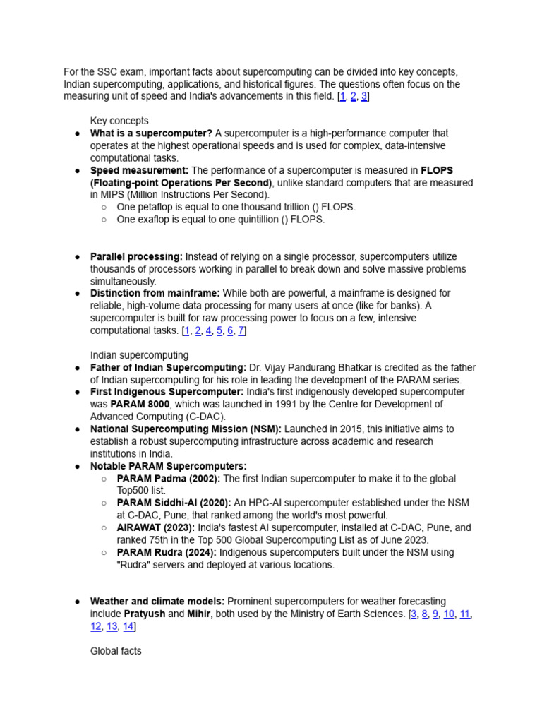 Supercomputing Insights for SSC Exam | PDF | Supercomputer | Computer ...