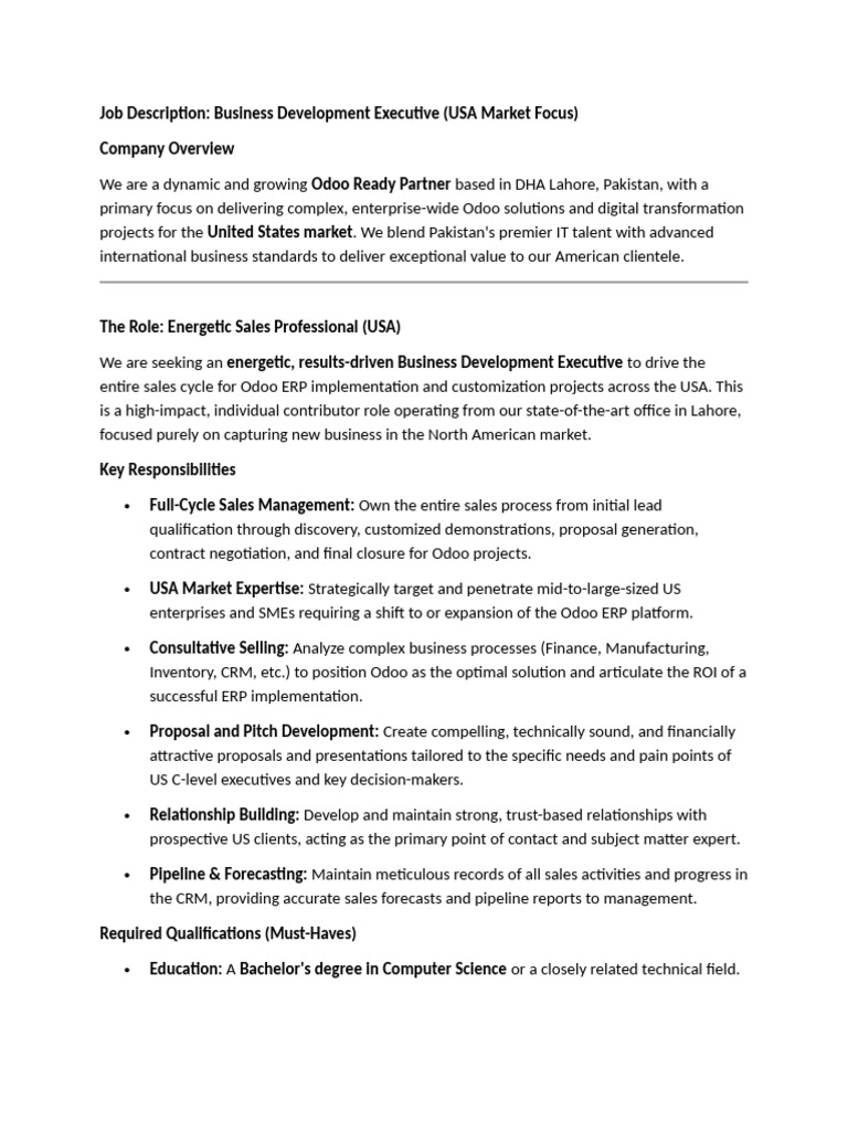 Business Development Executive | PDF | Enterprise Resource Planning ...