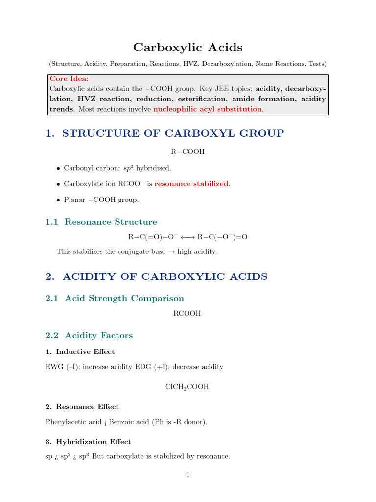 Carboxylic Acids: Structure & Reactions | PDF | Carboxylic Acid | Ester