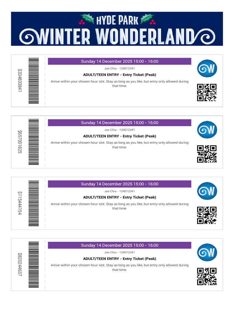 Entry Ticket Peak Tickets 124012341 | PDF