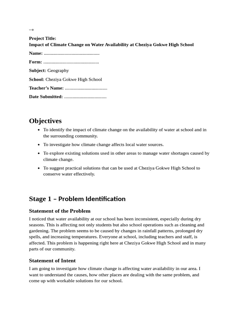 Climate Change Impact on School Water Supply | PDF | Water | Water ...