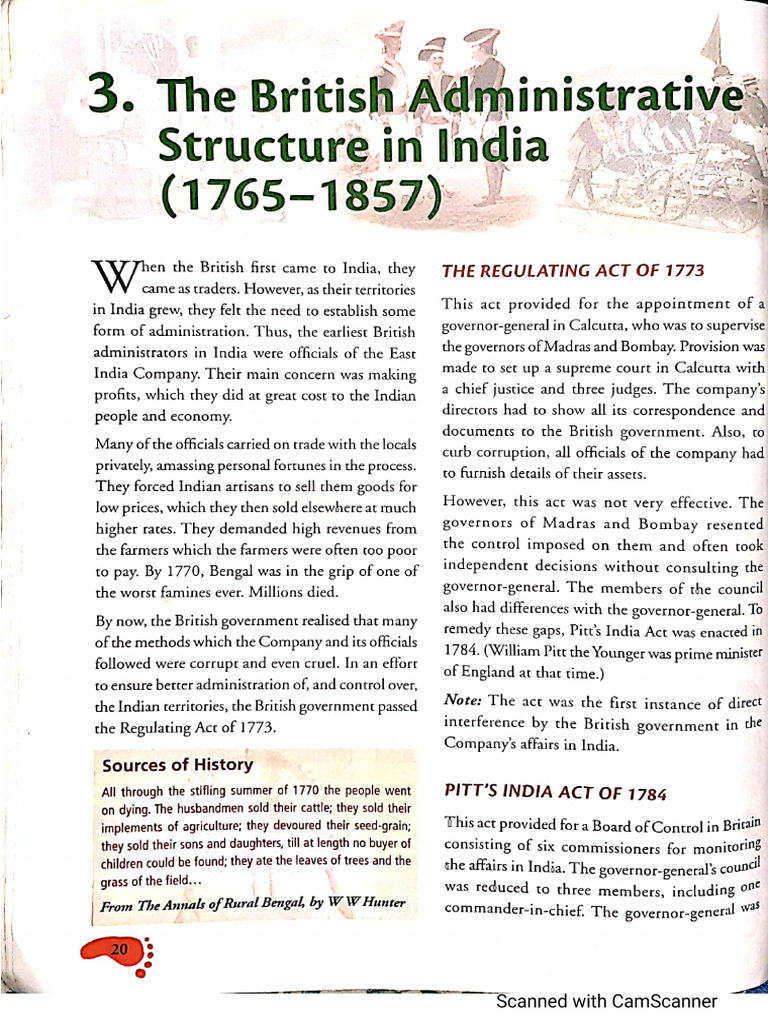 British Administrative Structure in India (1765-1857) | PDF