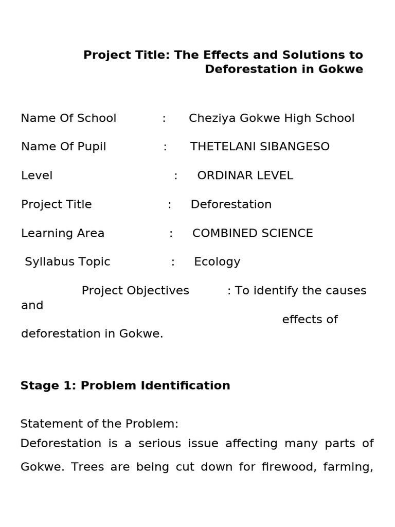 Combined Science Project 2 | PDF | Deforestation | Trees