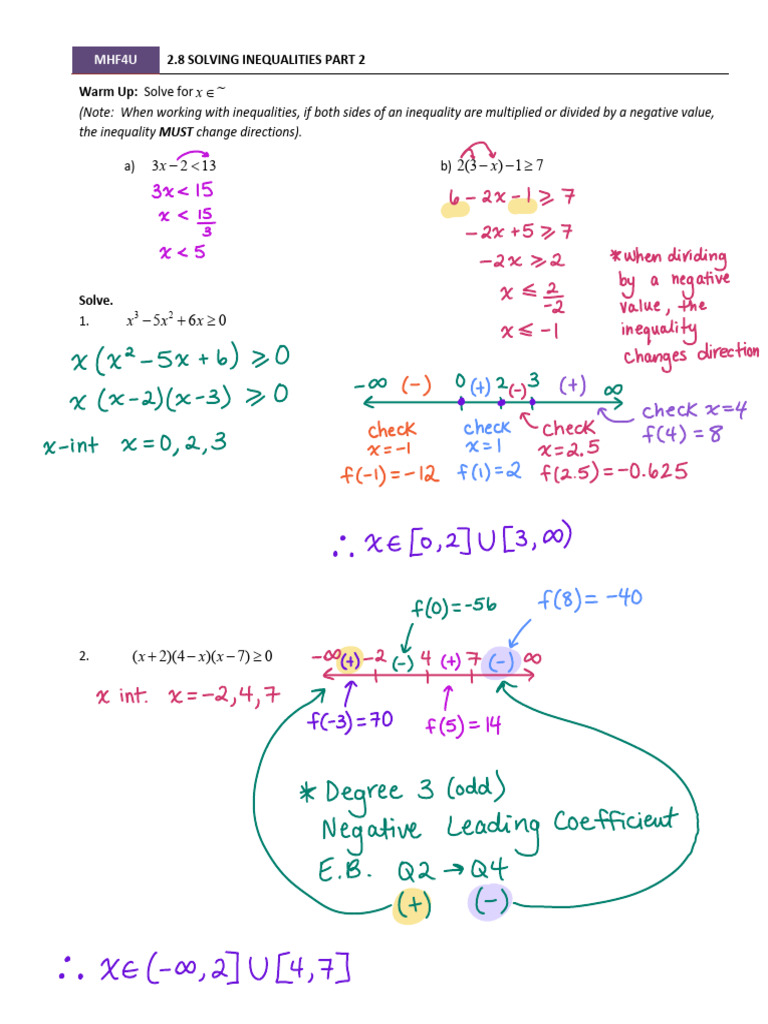 2.8 Solving Inequalities Part 2 | PDF | Mathematical Analysis | Mathematics