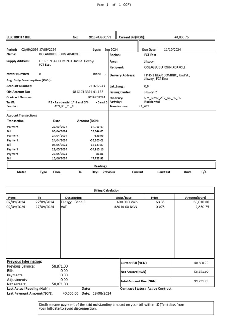 Utility Bills New Sample | PDF | Electric Power | Power (Physics)