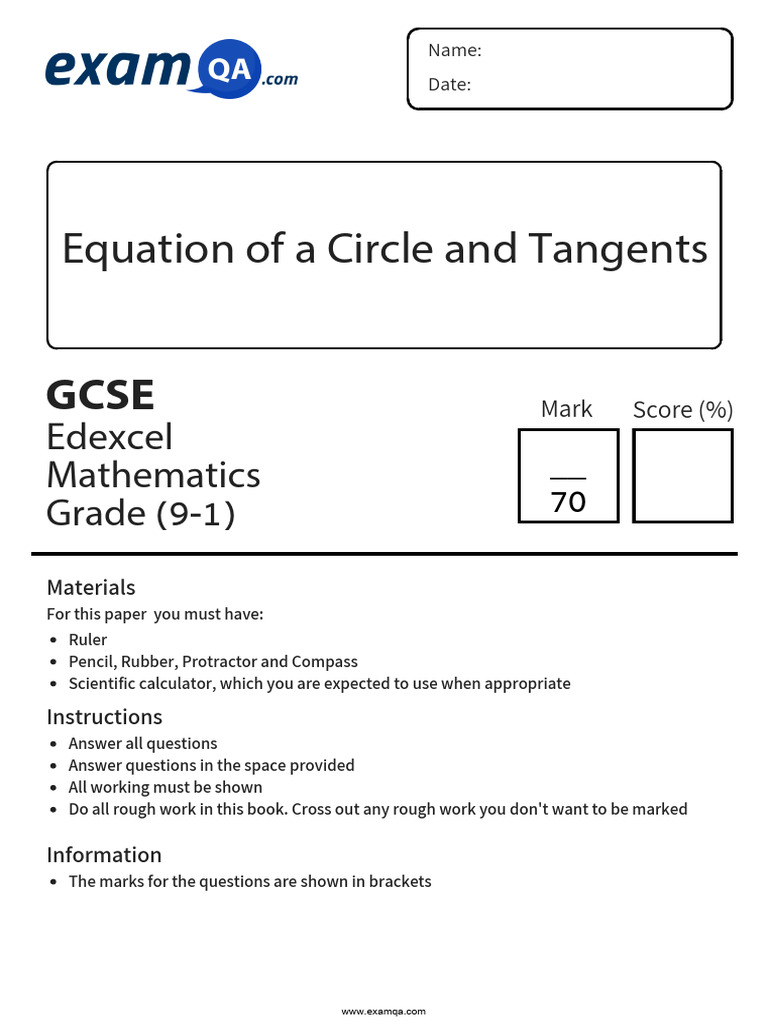 GCSE Maths: Circle Equations & Tangents | PDF | Circle | Tangent