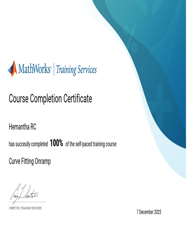 Course Completion Certificate: Curve Fitting | PDF
