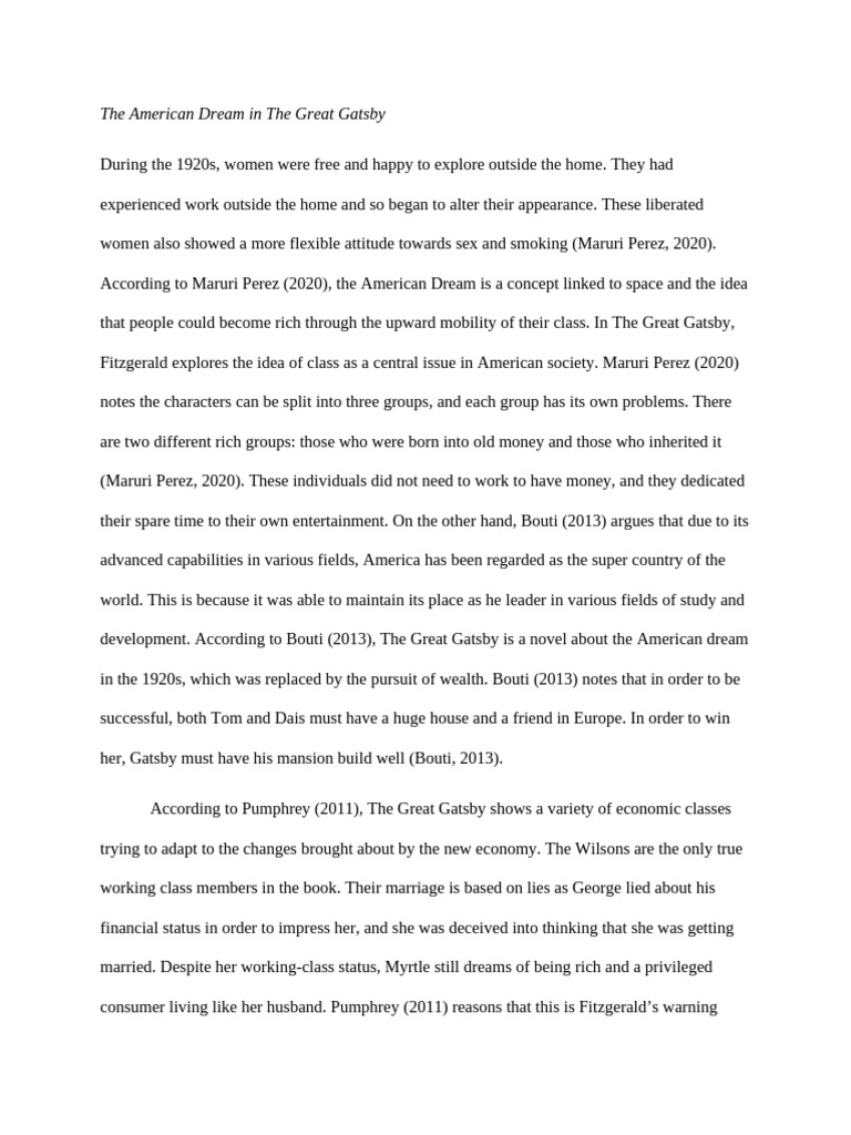 The American Dream in The Great Gatsb1 | PDF | The Great Gatsby ...