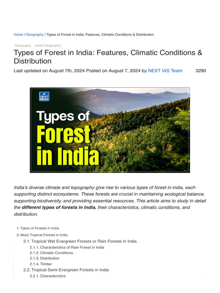 Types of Forest in India - Features, Climatic Conditions & Distribution ...