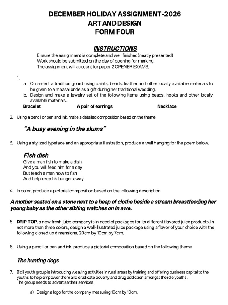 December 2026 Art & Design Assignments | PDF | Jewellery | Softlines ...