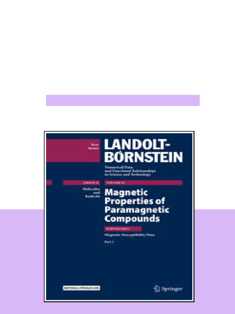 Magnetic Properties Of Paramagnetic Compounds Magnetic Susceptibility Data Part 3 1st Edition R ...
