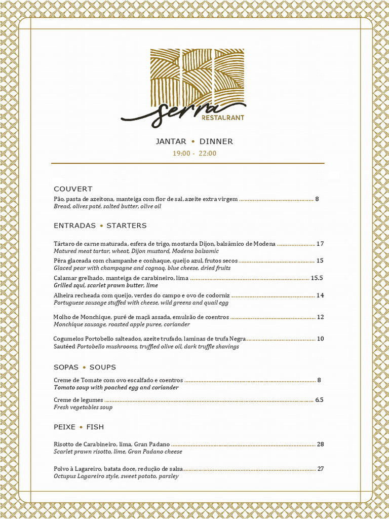 Menu de Jantar: Pratos e Preços | PDF | Alimentos | Culináriar