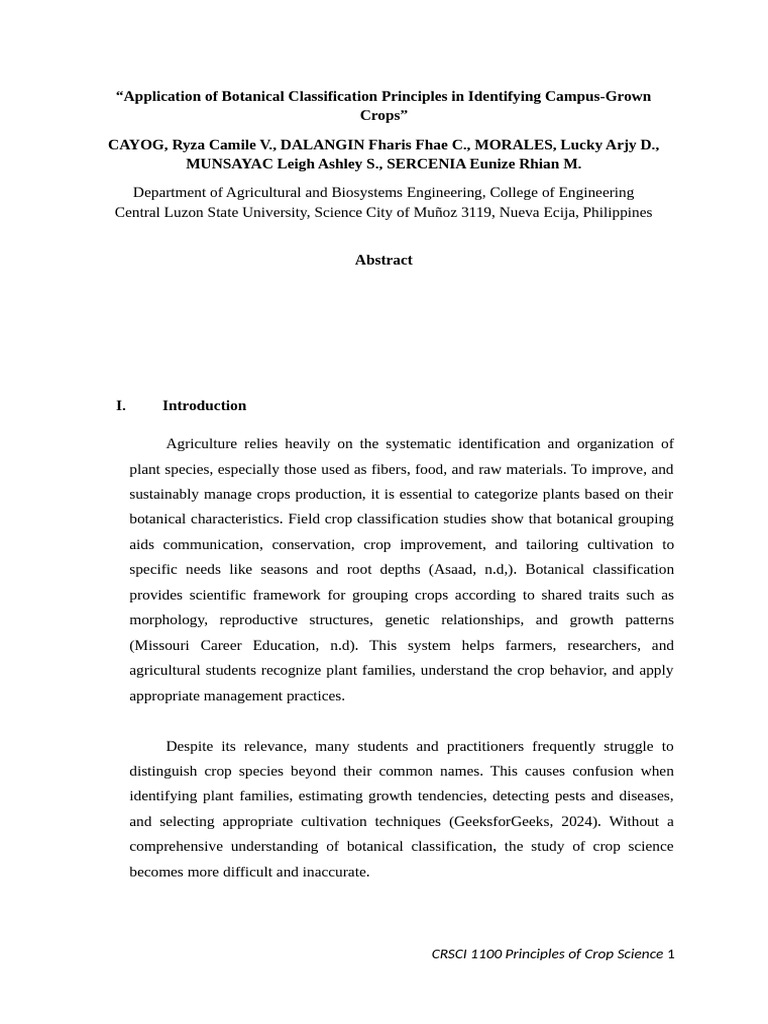 Botanical Classification of Campus Crops | PDF | Botany | Shrub
