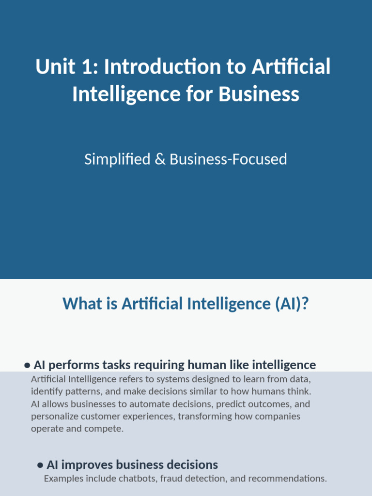 AI for Business: Key Concepts Explained | PDF | Artificial Intelligence ...