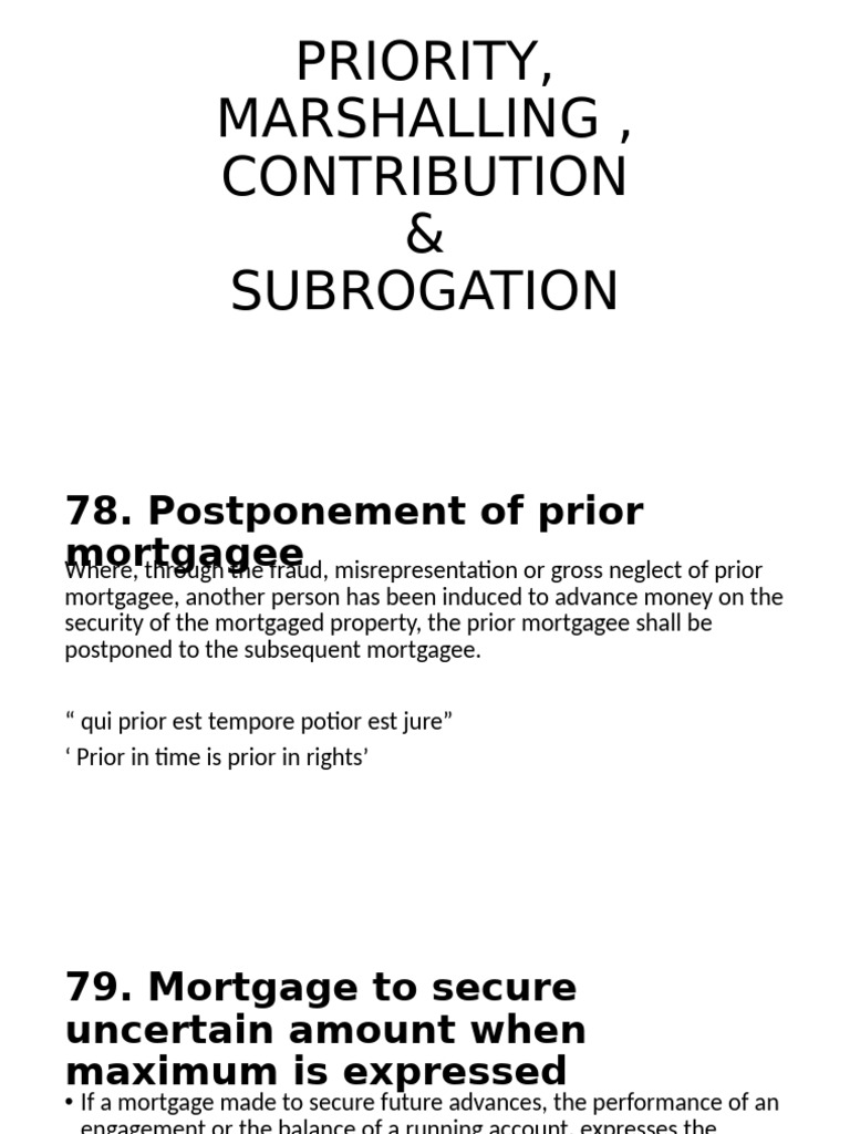 Marshalling and Contribution | PDF | Mortgage Law | Mortgages
