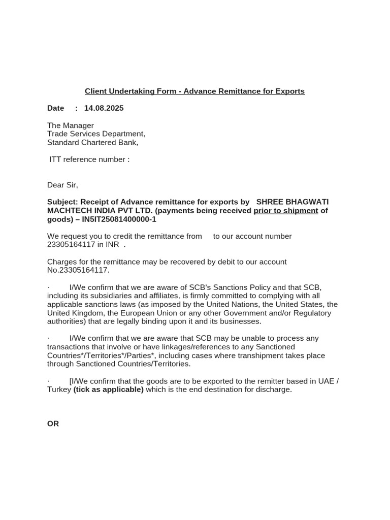 Client Undertaking Form | PDF | International Relations | Global Politics