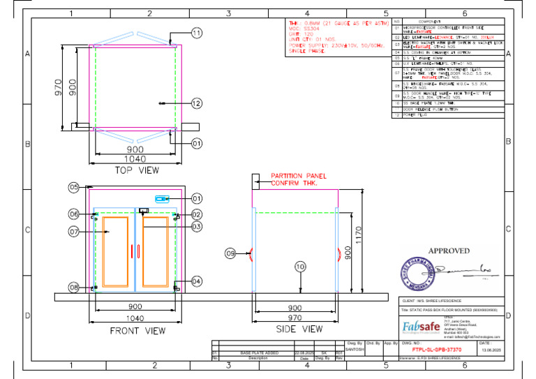 Static Pass Box Floor Mounted (900x900x900) - 37370 | PDF