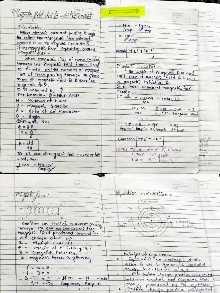Notes For Magnetic Field Due To Electric Current | PDF