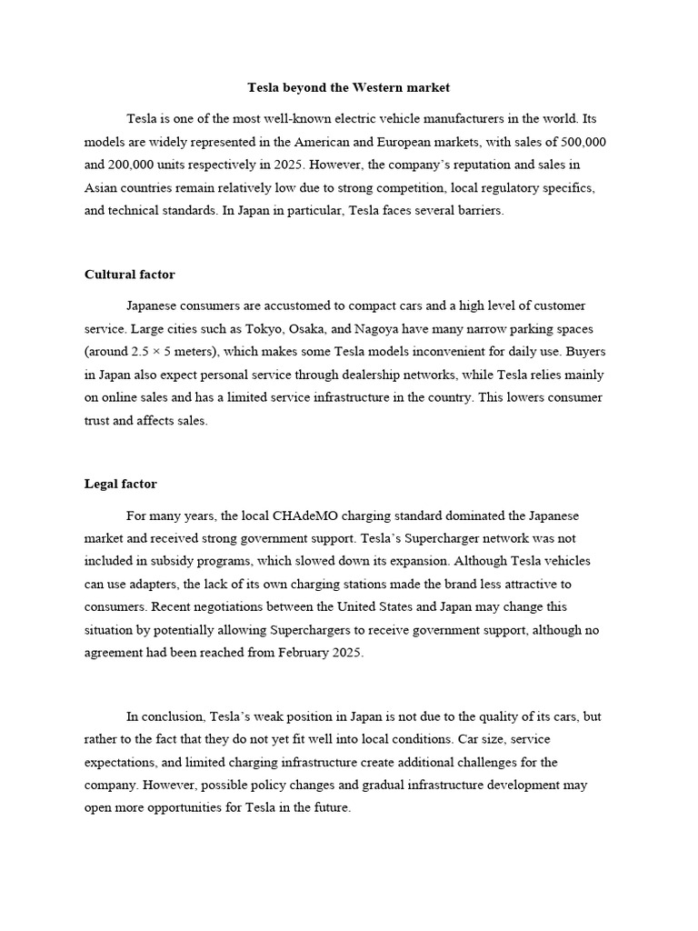 Cultural and Legal Forces Tesla | PDF