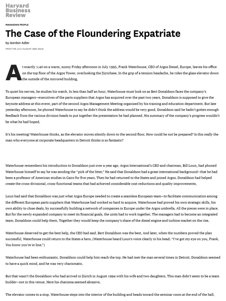 The Case of The Floundering Expatriate | PDF | Knowledge | Experience