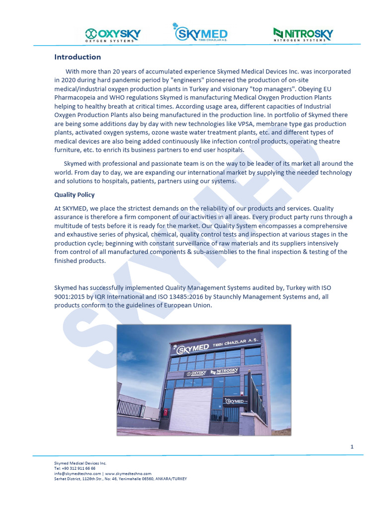 Skymed Medical Oxygen Production Systems | PDF | Oxygen | Valve