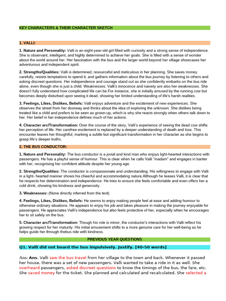 Key Characters ^0 Character Sketch | PDF