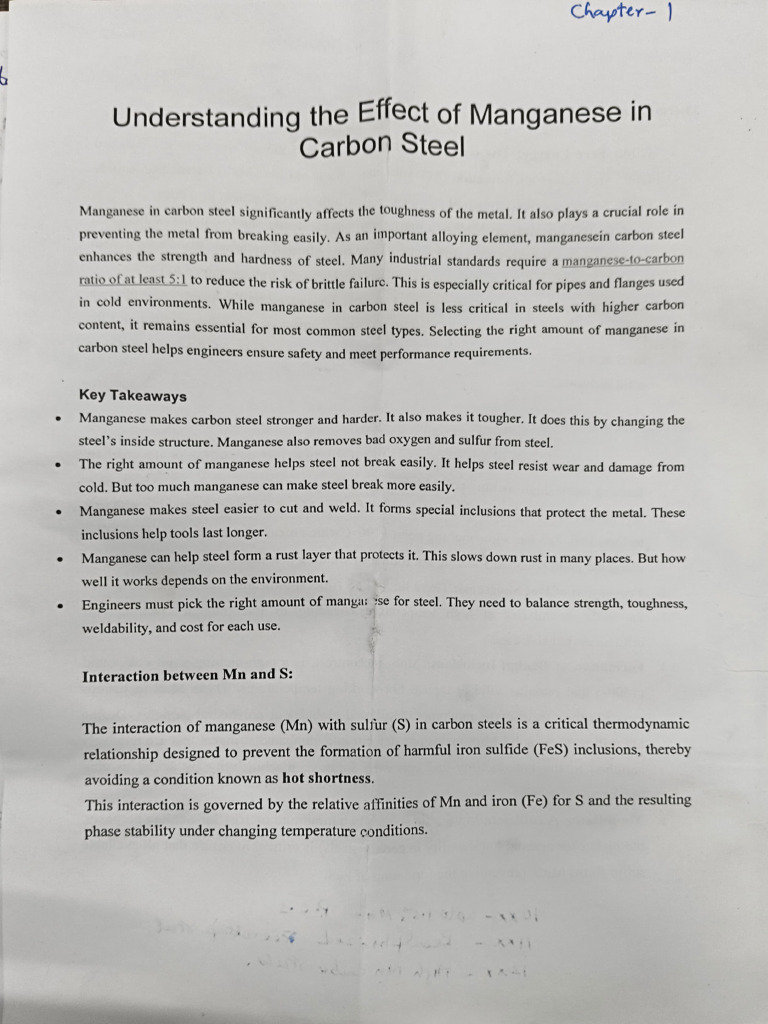 Chapter 1 Notes (23y001) | PDF | Manganese | Steel