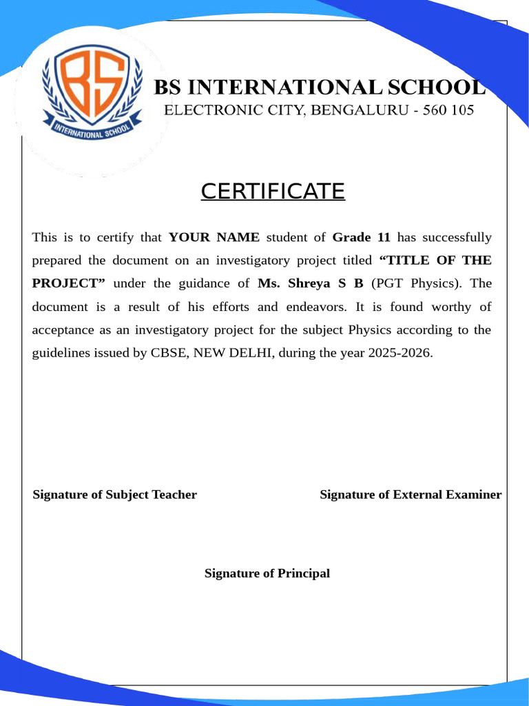 Physics Certificate | PDF