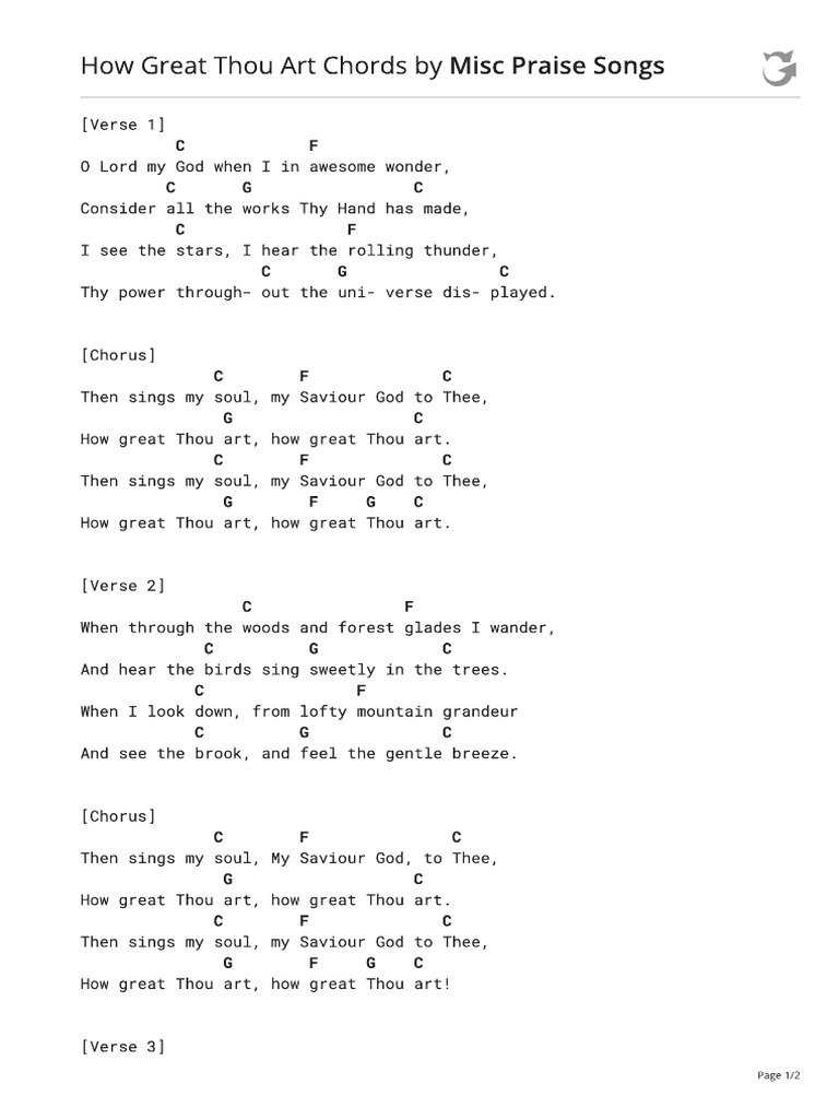 How Great Thou Art C_plus2 | PDF