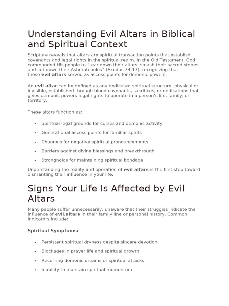 Understanding Evil Altars in Biblical and Spiritual Context | PDF ...