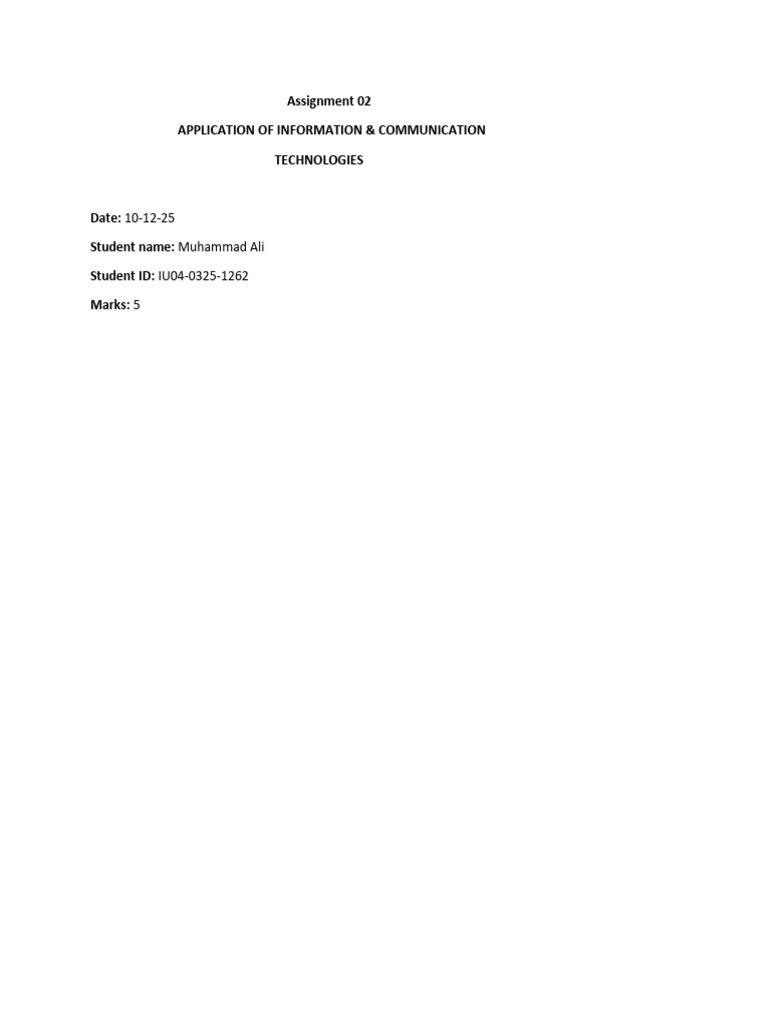 ICT Assignment 02 Muhammad Ali | PDF