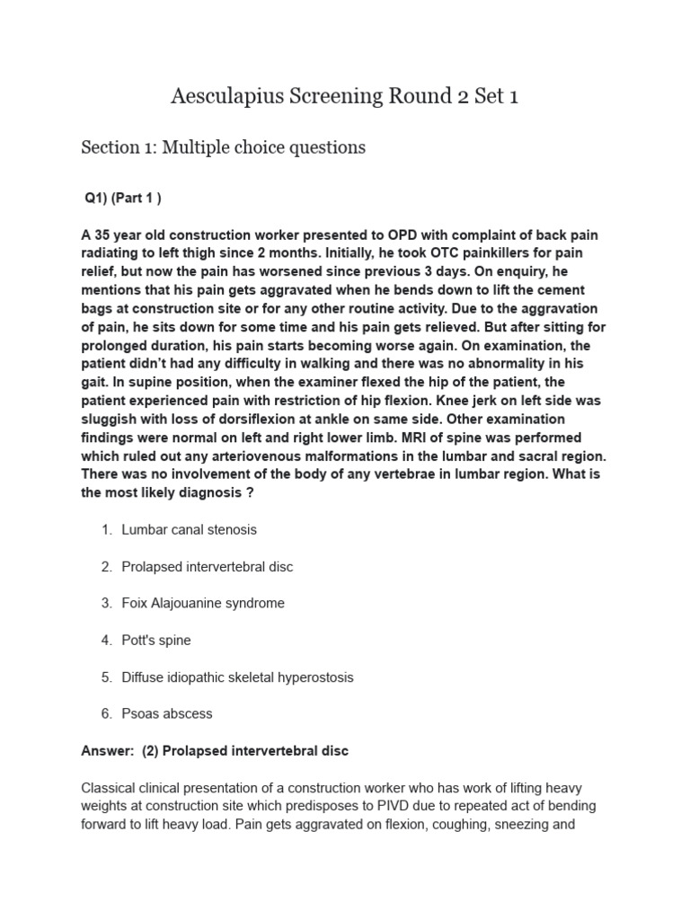 Set 1 Answer Key | PDF | Cervical Cancer | Clinical Medicine