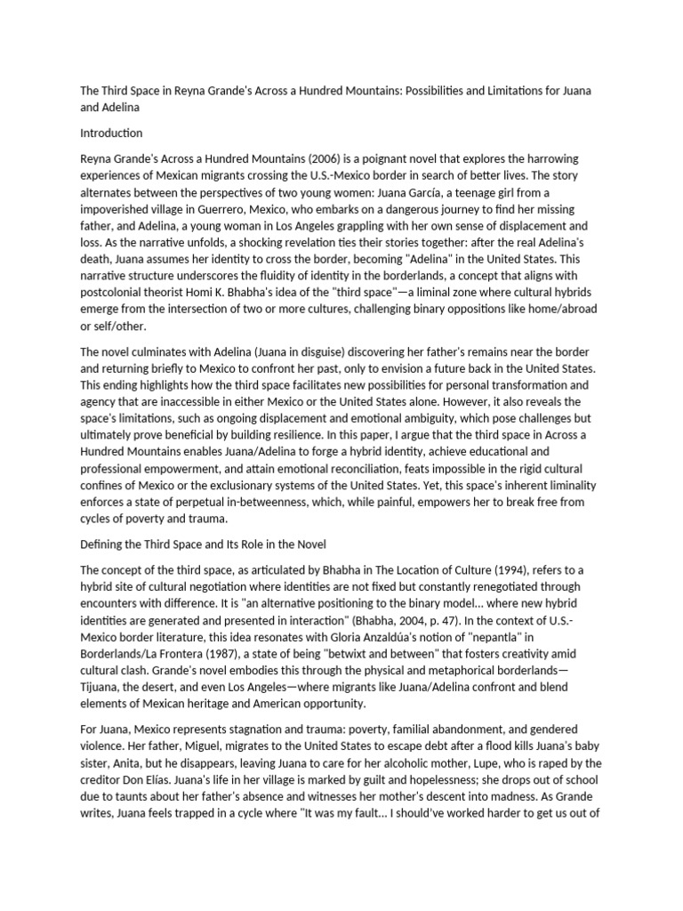 The Third Space in Reyna Grande | PDF | Mexico