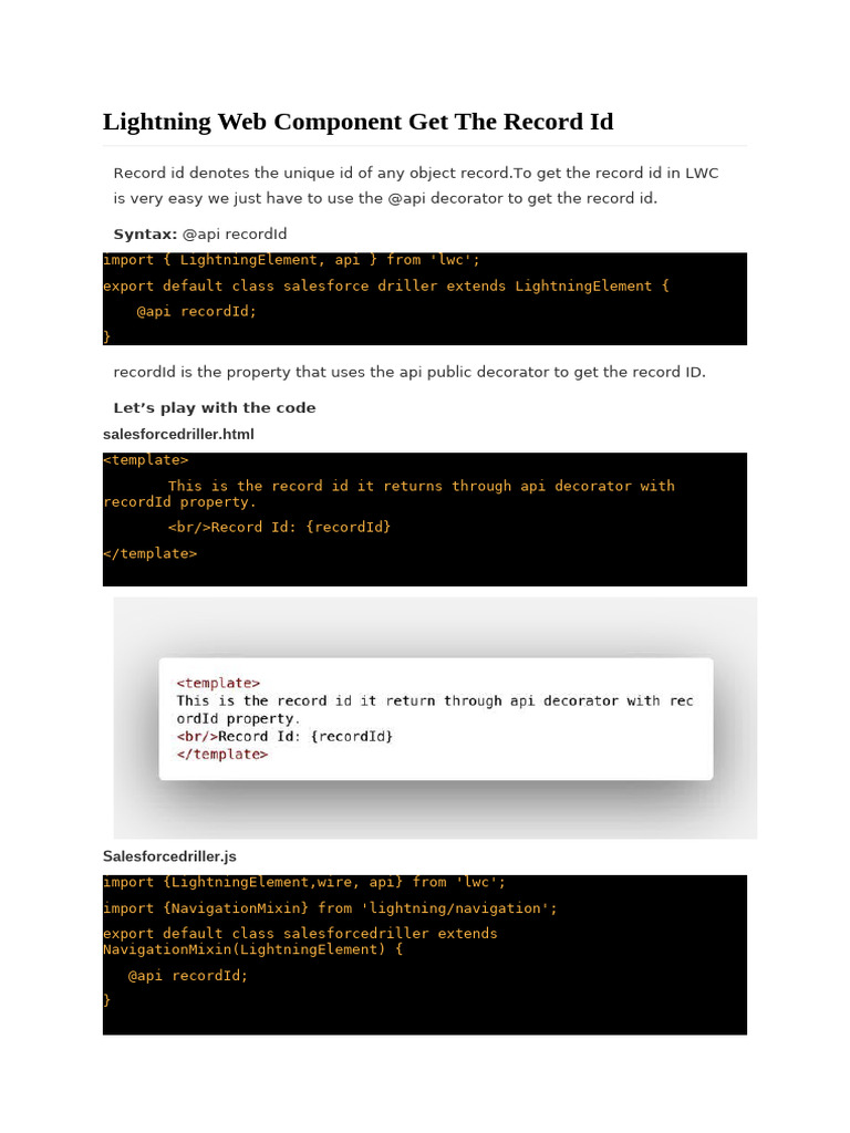 Lightning Web Component Get the Record Id | PDF