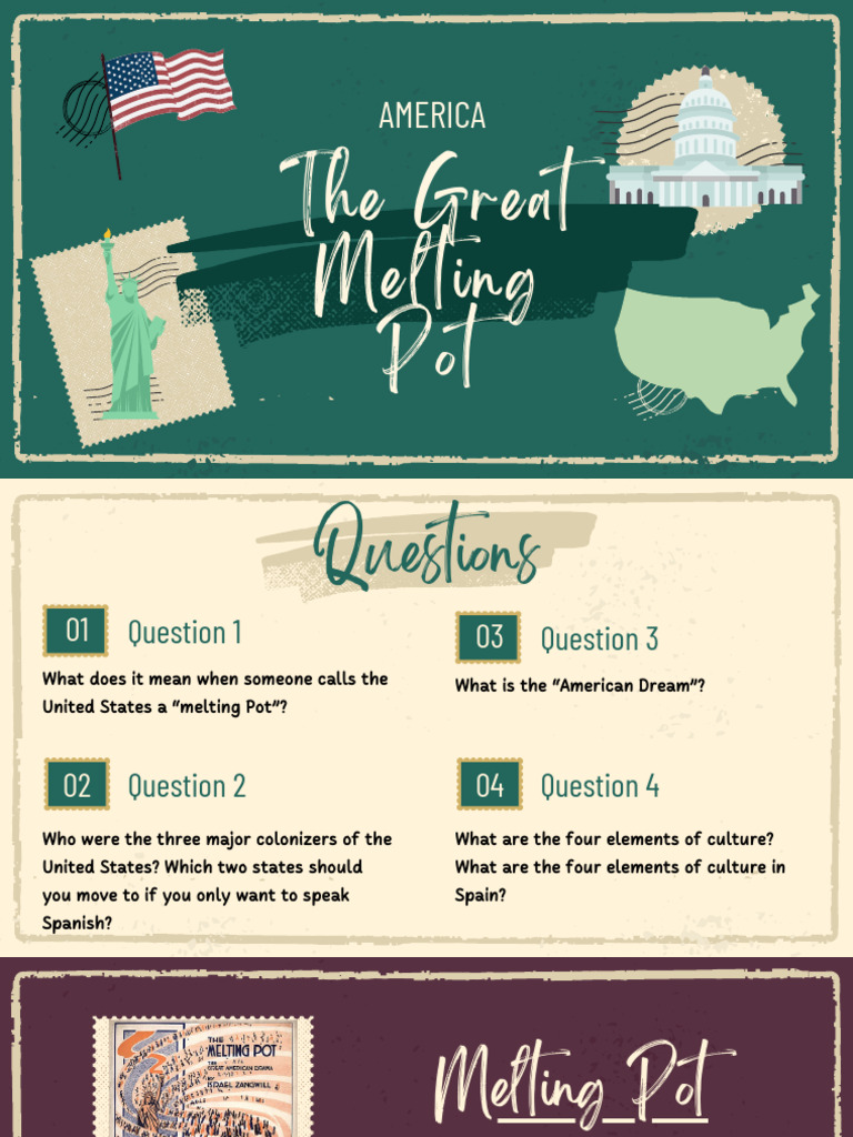 The Great Melting Pot | PDF | The United States | Ethnicity
