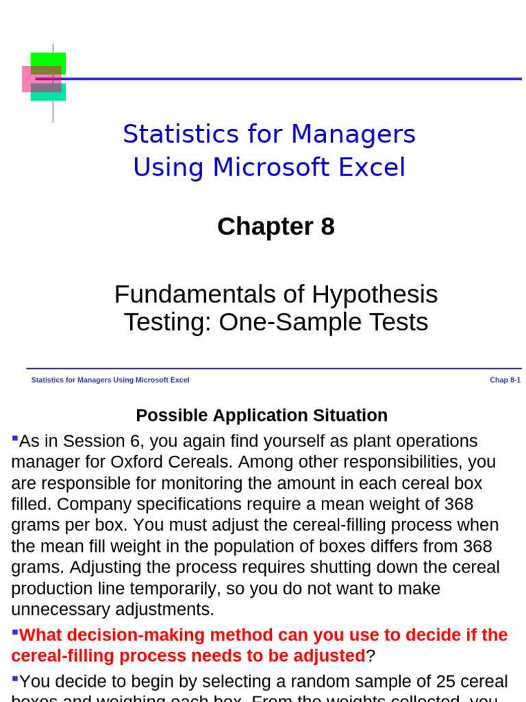Statistic for manager - Fundamentals of Hypothesis Testing: One-Sample ...