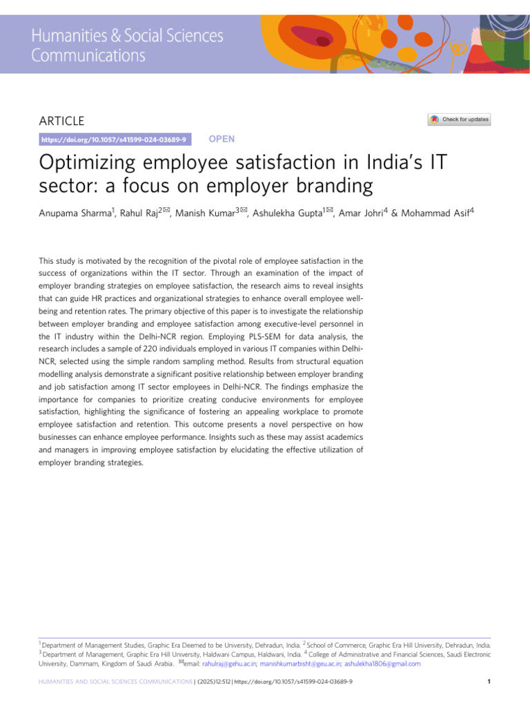Enhancing IT Employee Satisfaction in India | PDF | Employee Retention ...