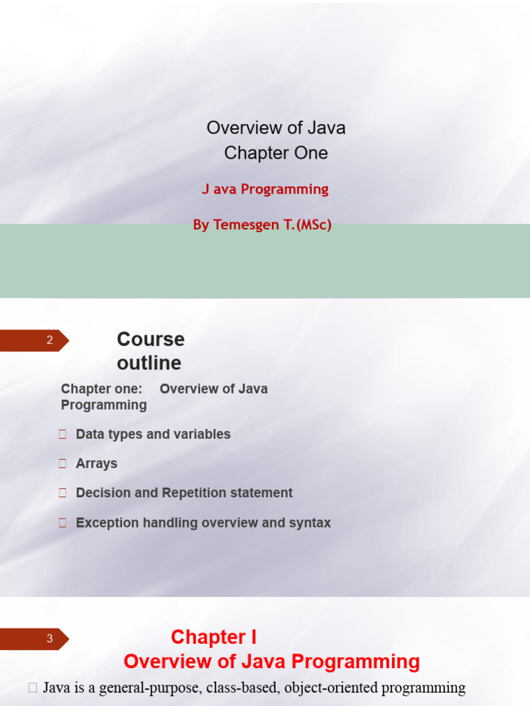 Chapter 1 Overview of Java Programming.pptx | PDF | Java (Programming ...