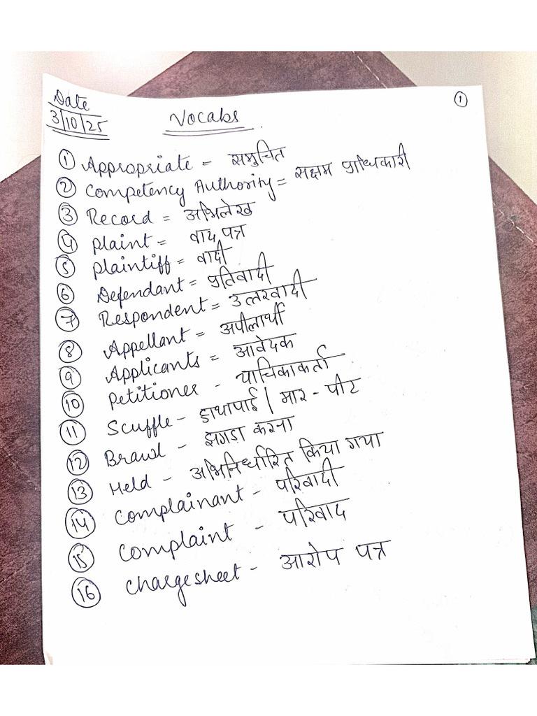Vocabs Day 1 | PDF
