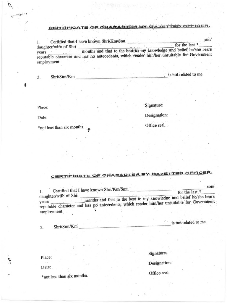 Character Certificate 1 | PDF