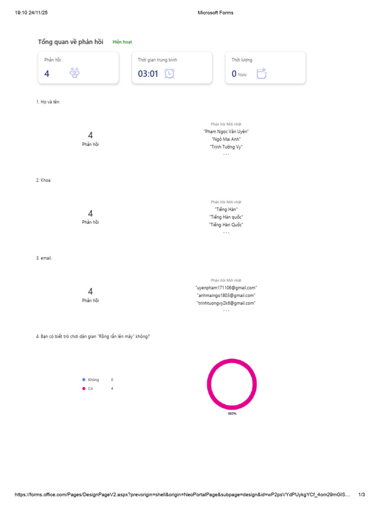 Microsoft Forms- khảo sát sinh viên | PDF