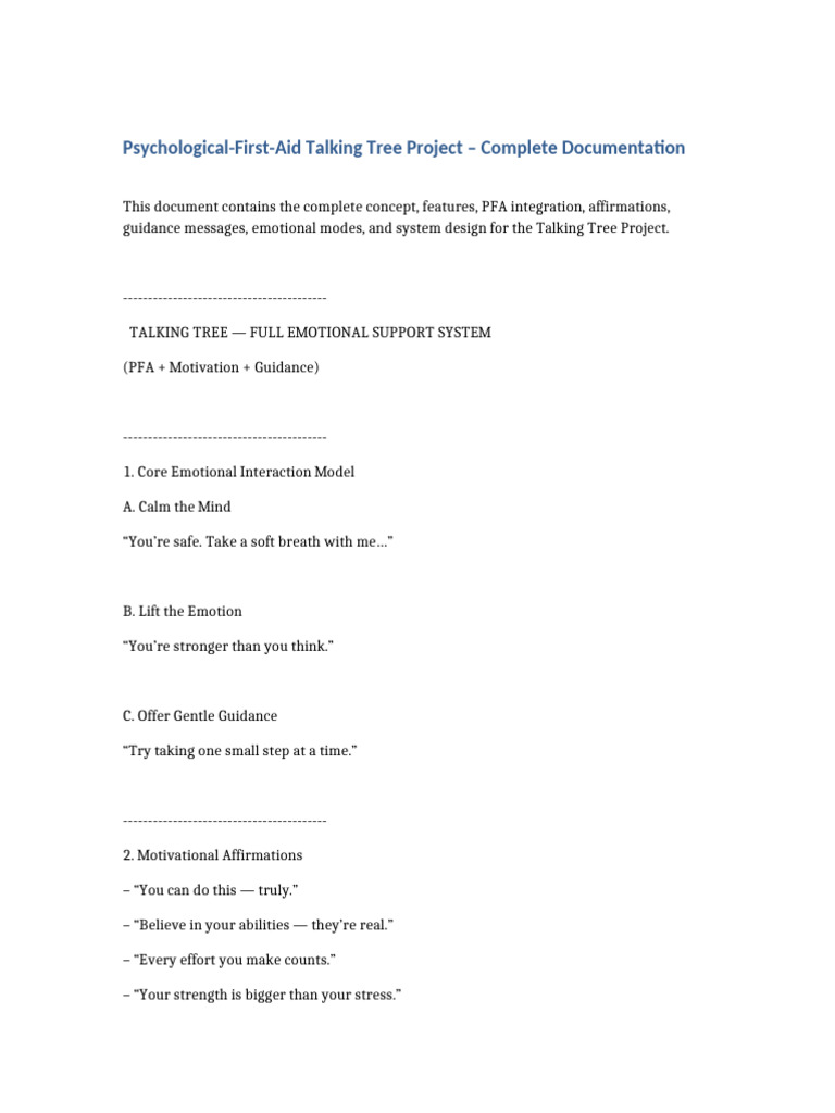 Talking Tree Project: Emotional Support System | PDF