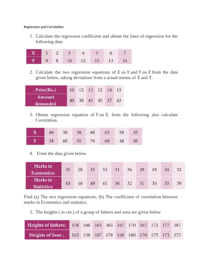 Regression Analysis and Correlation Calculations | PDF