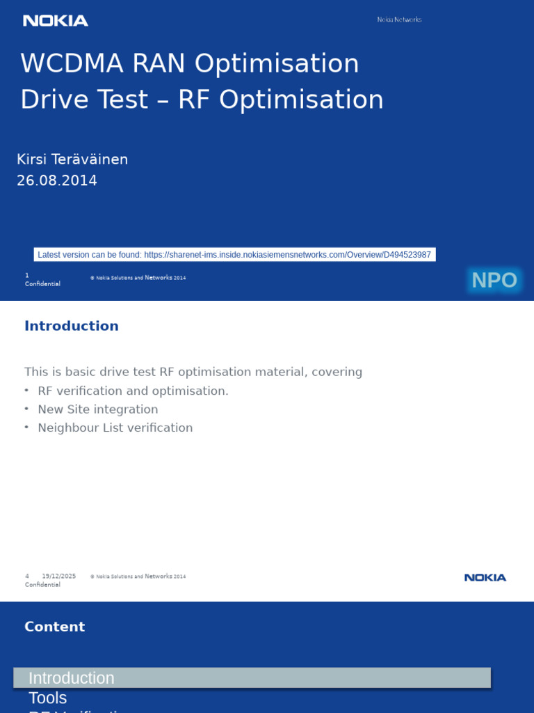 Drive Test - RF Optimisation | PDF | Antenna (Radio) | Program Optimization