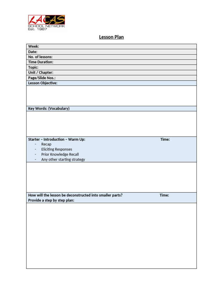 Comprehensive Lesson Plan Template | PDF