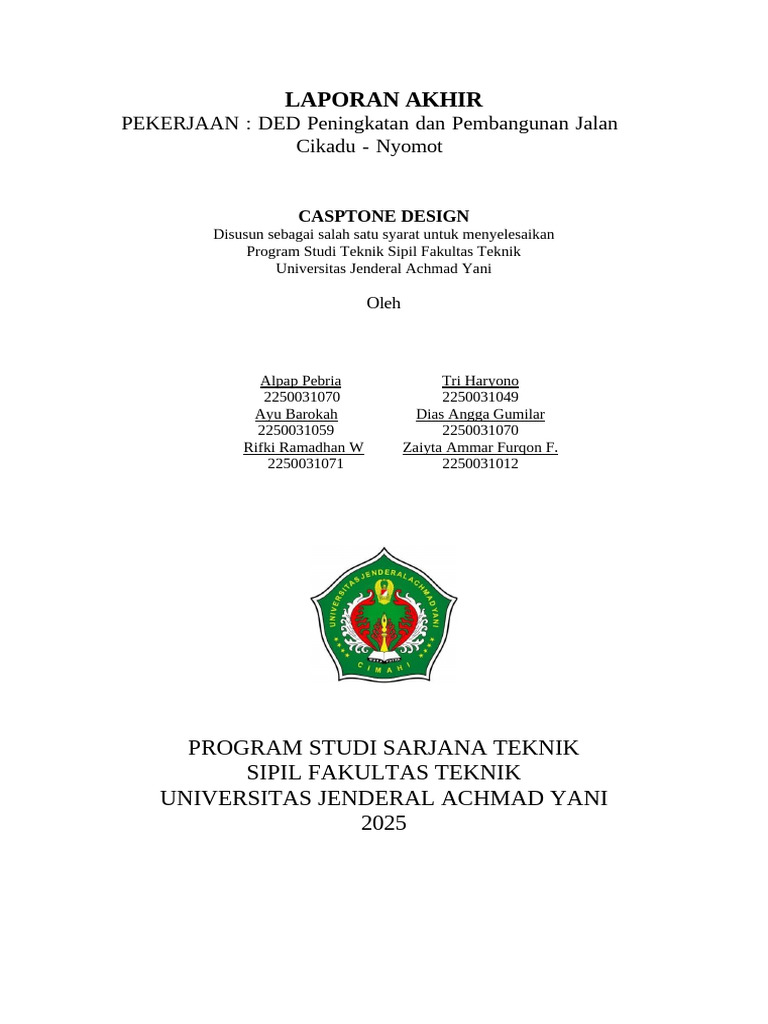 Laporan Akhir Capstone Design Kelompok 14 | PDF