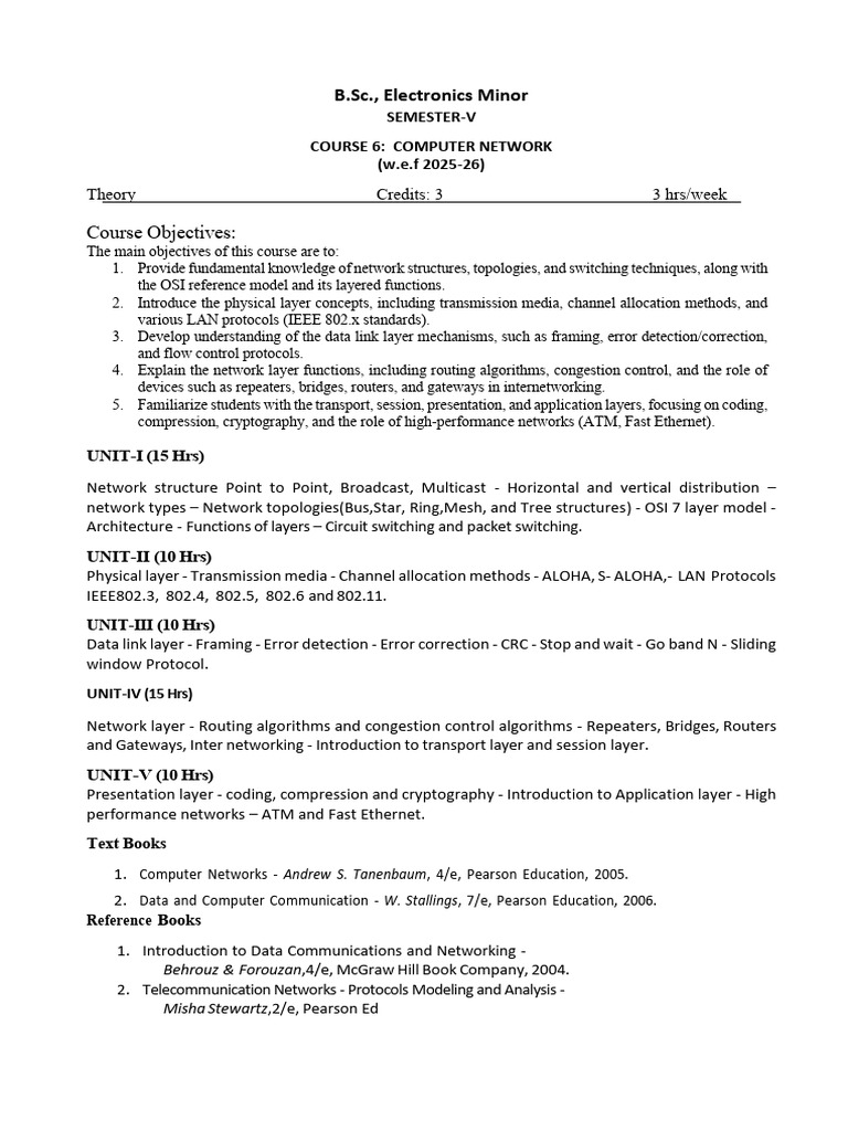 Computer Networks Course Overview | PDF | Computer Network | Network ...