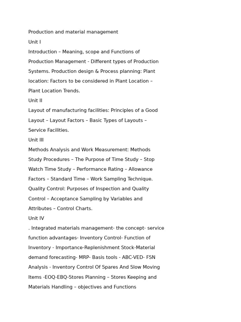 Production and Material Mgt Bba 3 | PDF